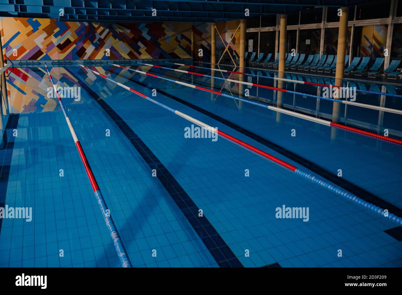 Indoor competition swimming pool whit swim lanes Stock Photo - Alamy