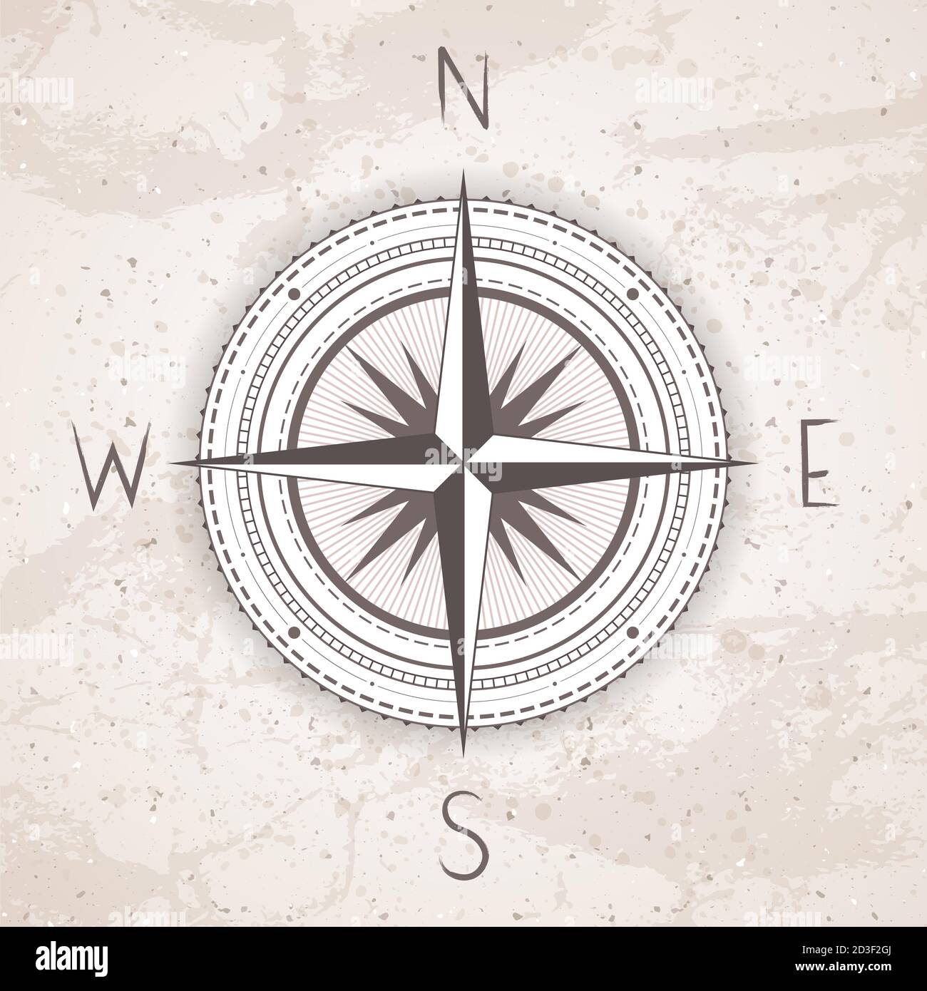 Vector illustration with a vintage compass or wind rose on grunge ...