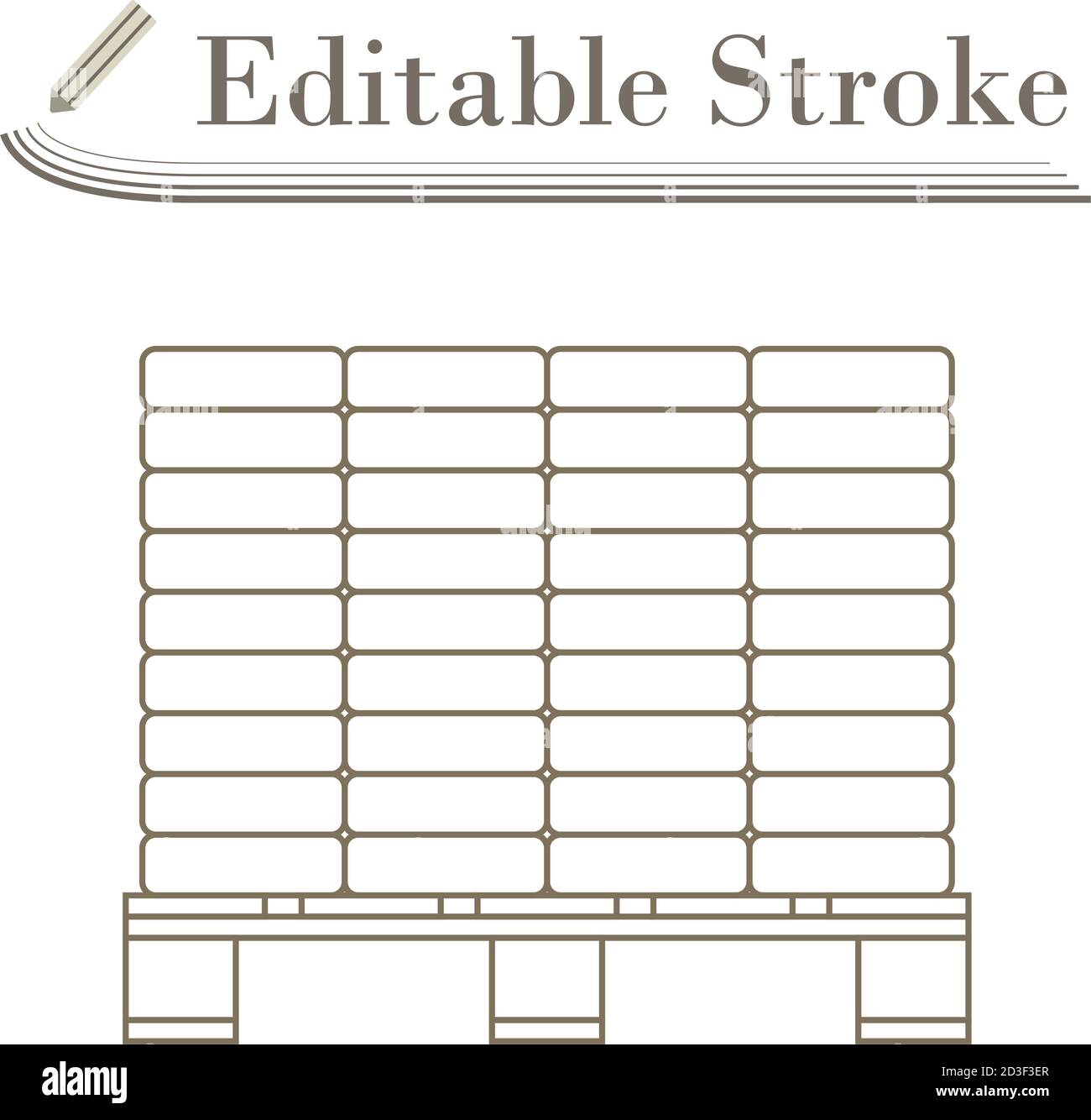 Icon Of Construction Pallet. Editable Stroke Simple Design. Vector ...