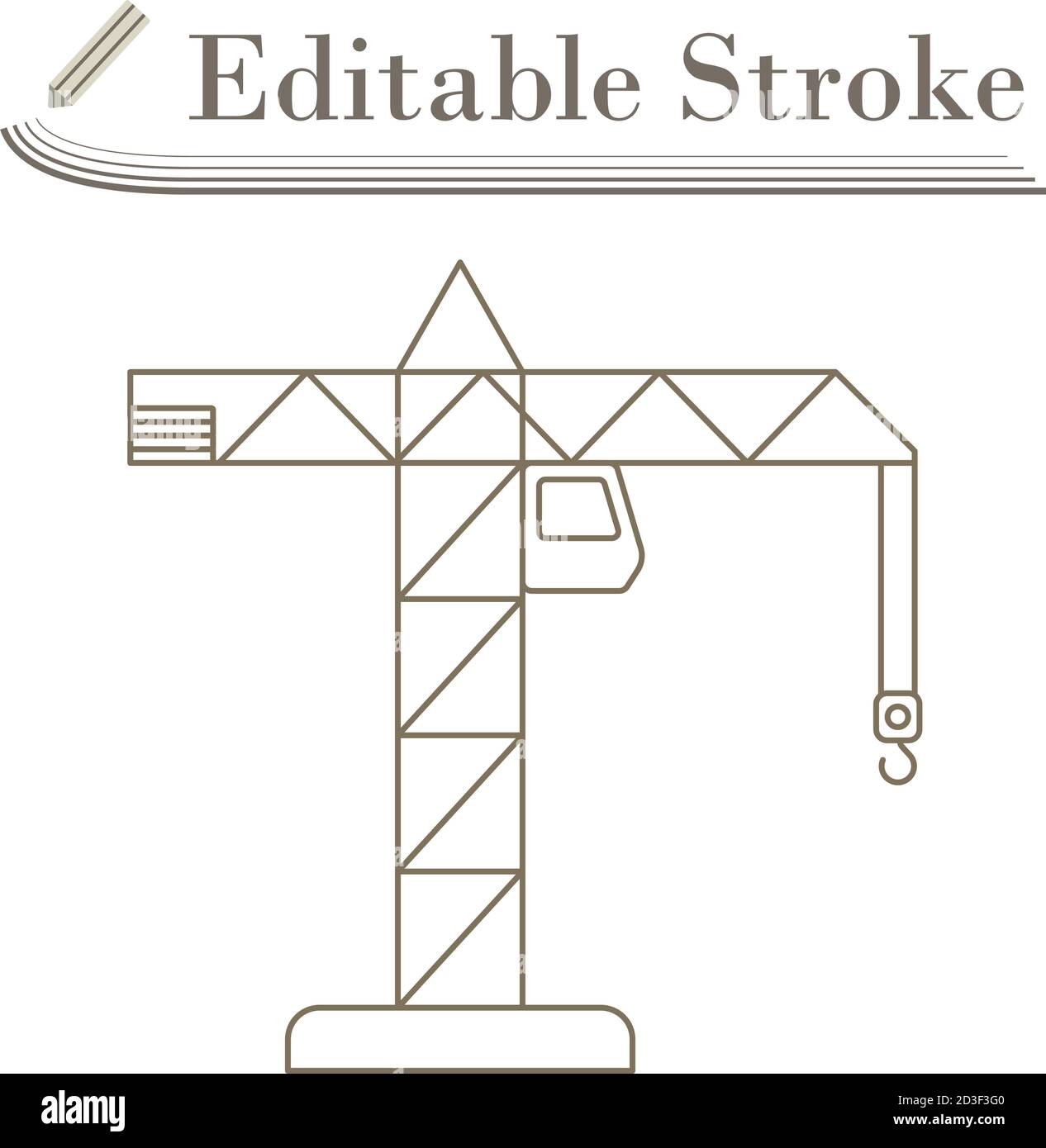 Icon Of Crane. Editable Stroke Simple Design. Vector Illustration Stock ...