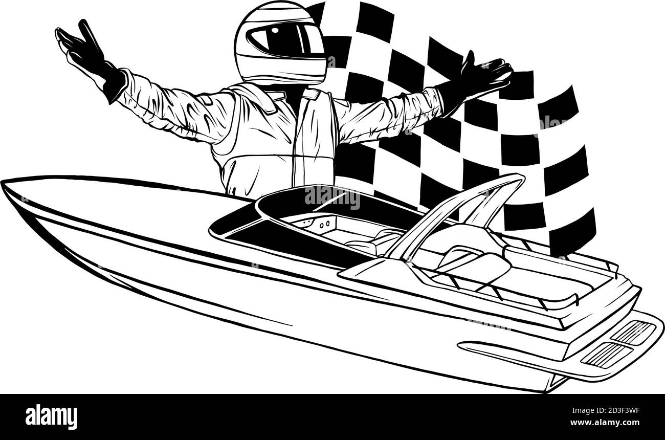 Racing powerboat racing outboard Stock Vector Images - Alamy