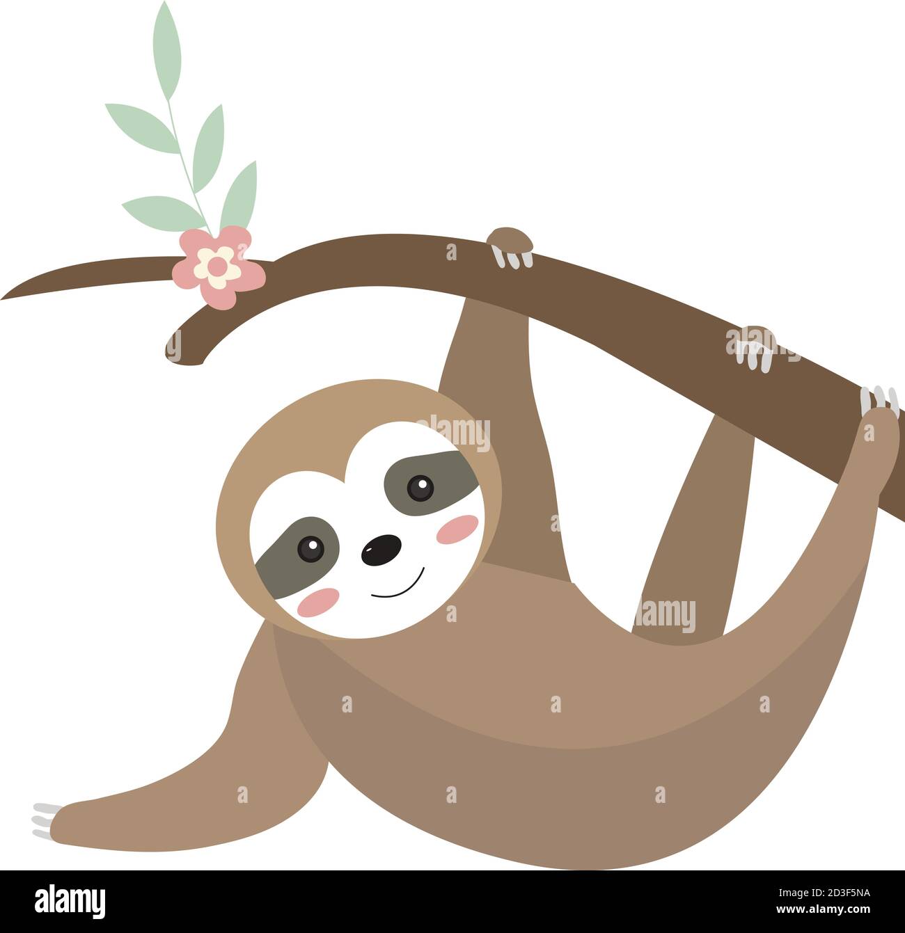 Cute sloth icon flat, cartoon style. Vector illustration Stock Vector ...