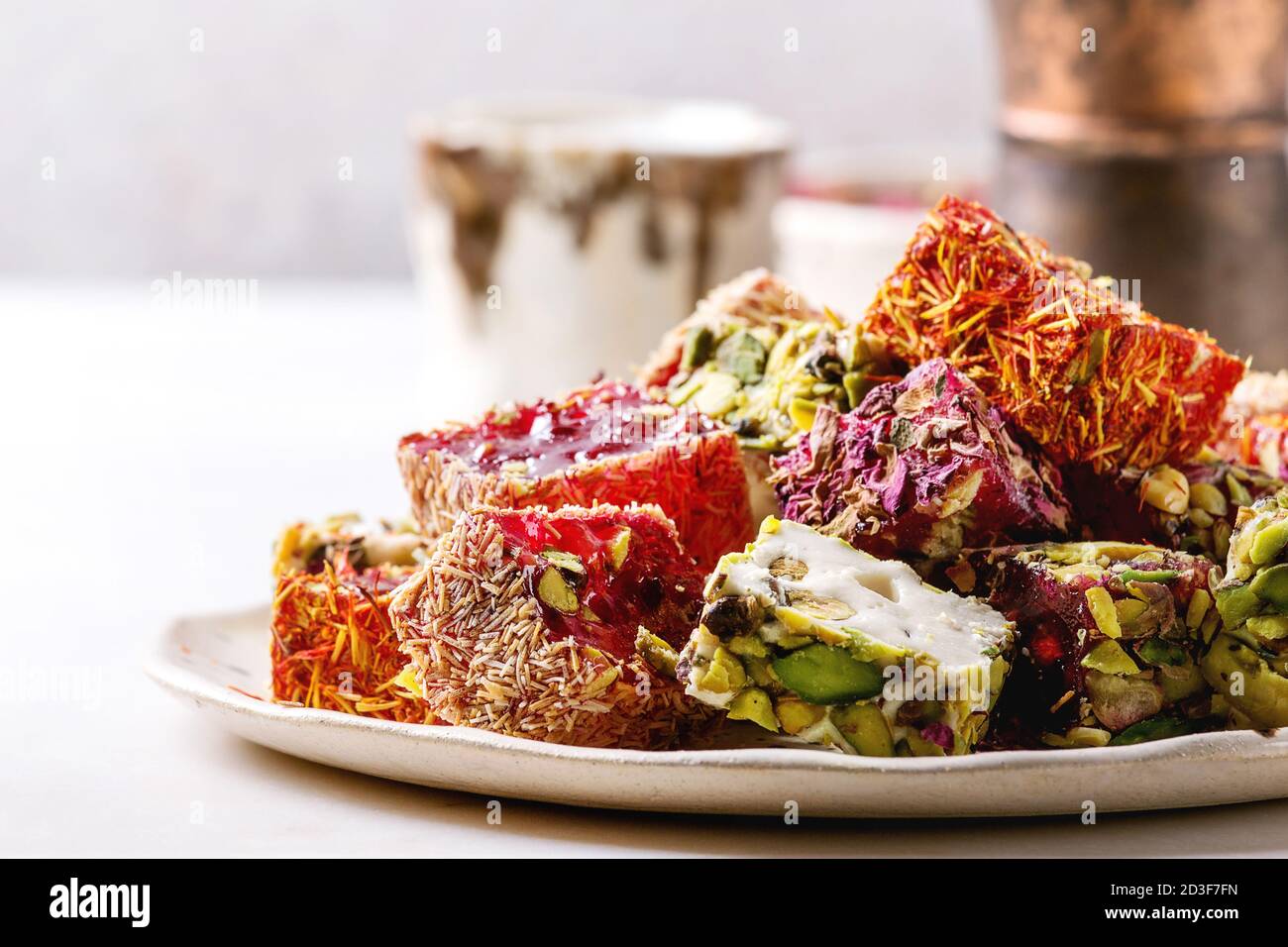 Variety of traditional turkish dessert Turkish Delight different taste ...