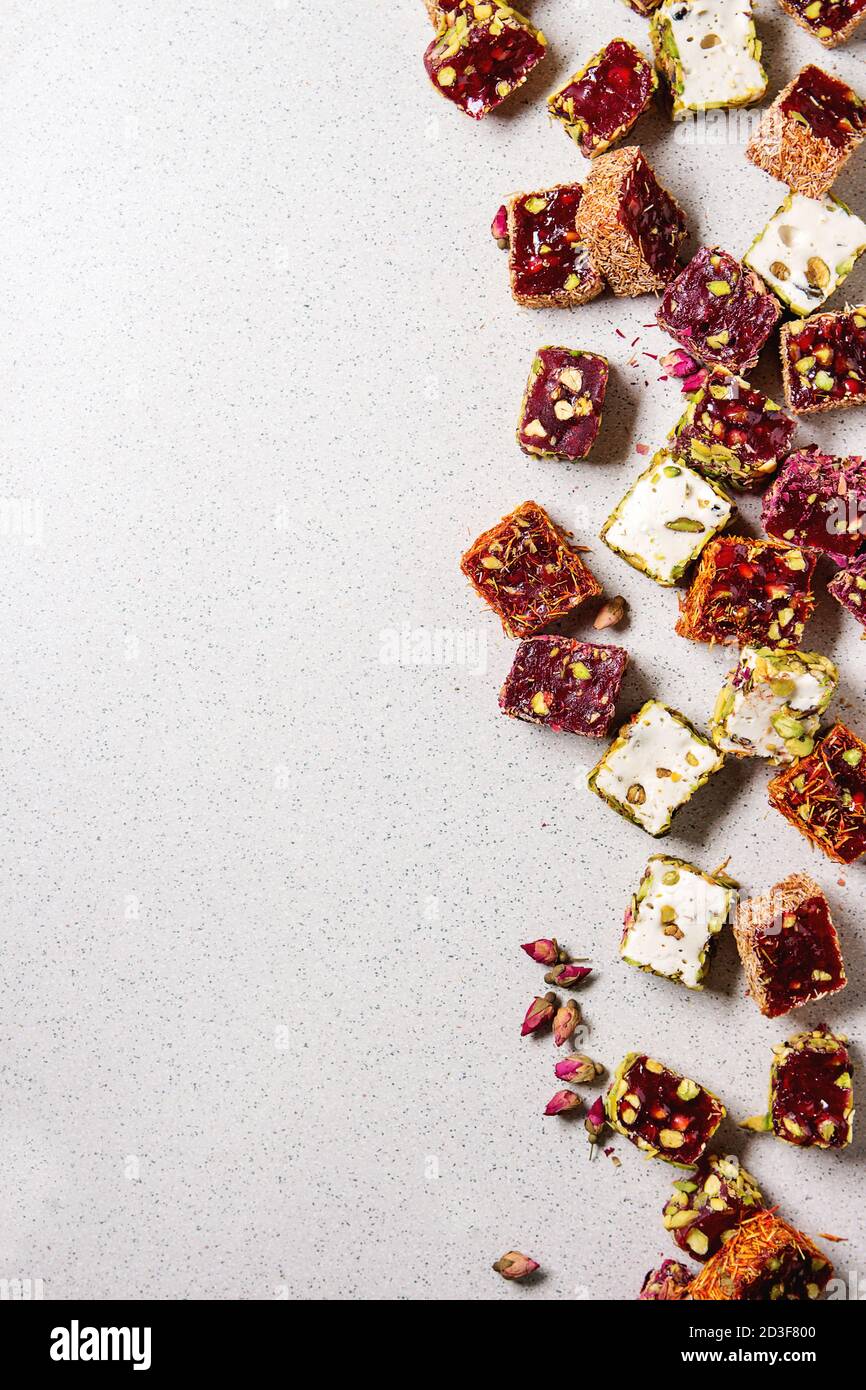 Variety of traditional turkish dessert Turkish Delight different taste ...