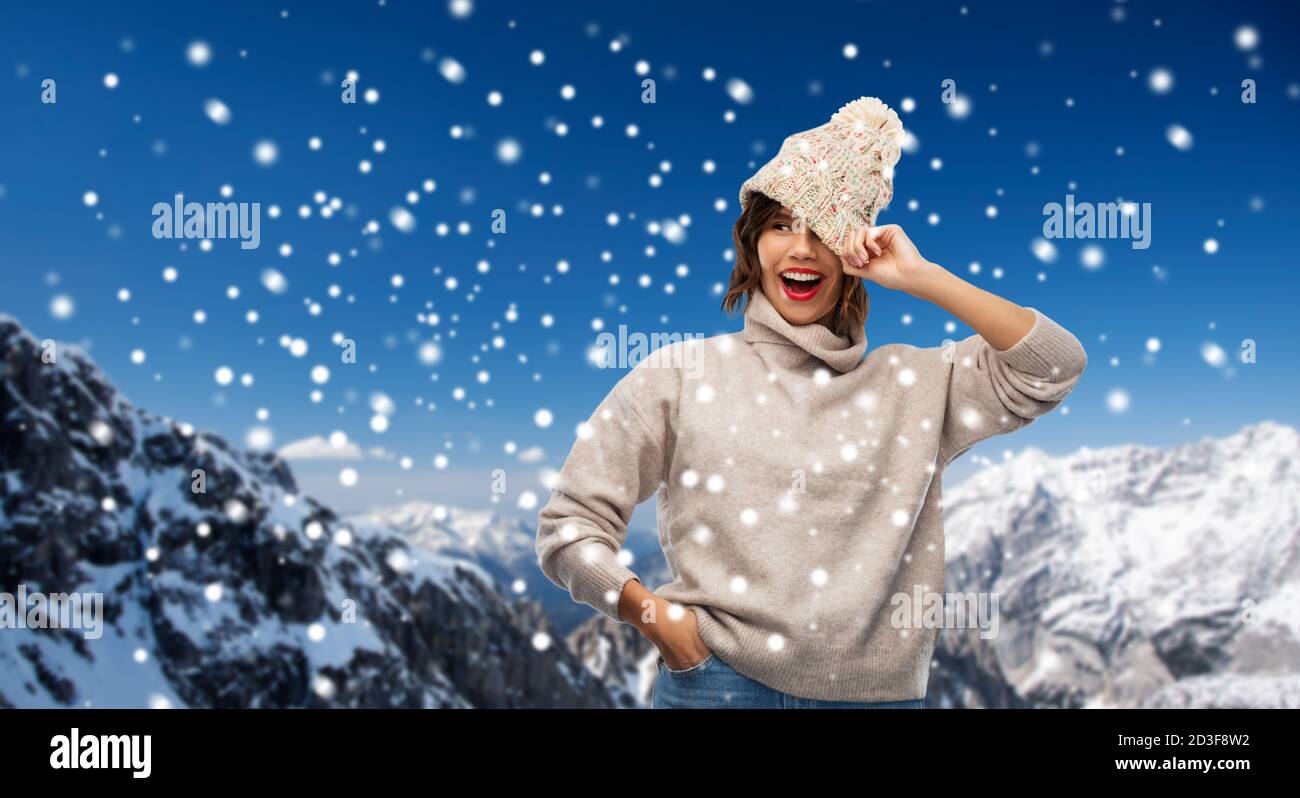 Woman silly hat winter hi-res stock photography and images - Alamy