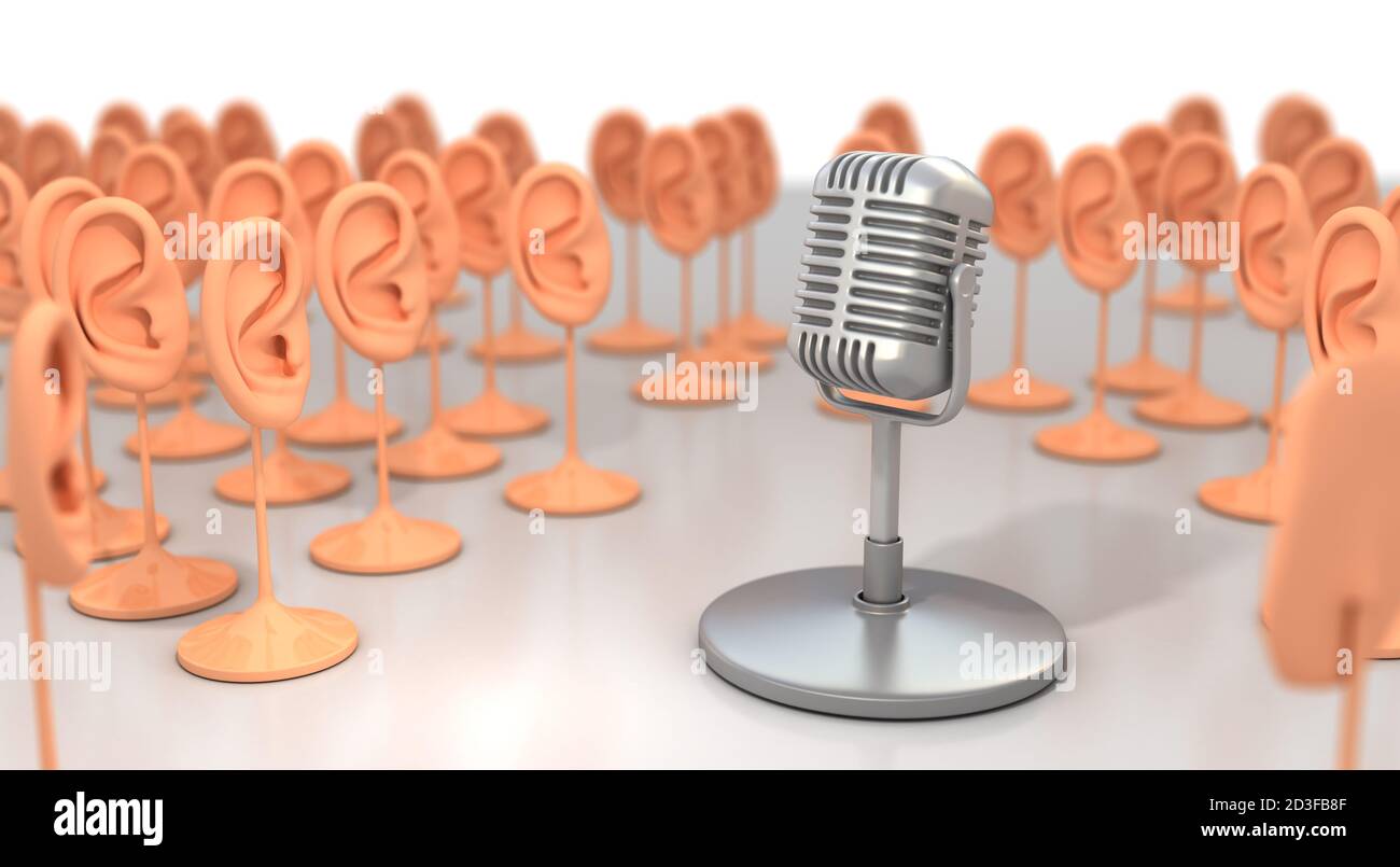 Microphone and Ears - 3D Rendering Stock Photo - Alamy