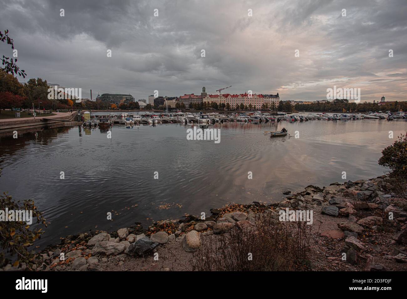Helsinki, Uusimaa, Finland October 7, 2020 Autumn landscape Toolo Bay ...