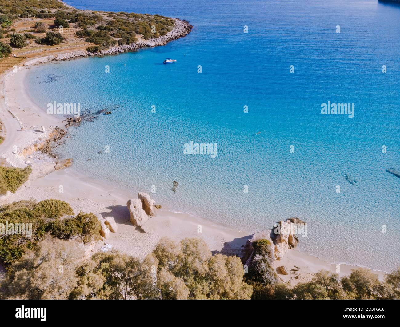 Tropical beach of Voulisma beach, Istron, Crete, Greece Stock Photo - Alamy