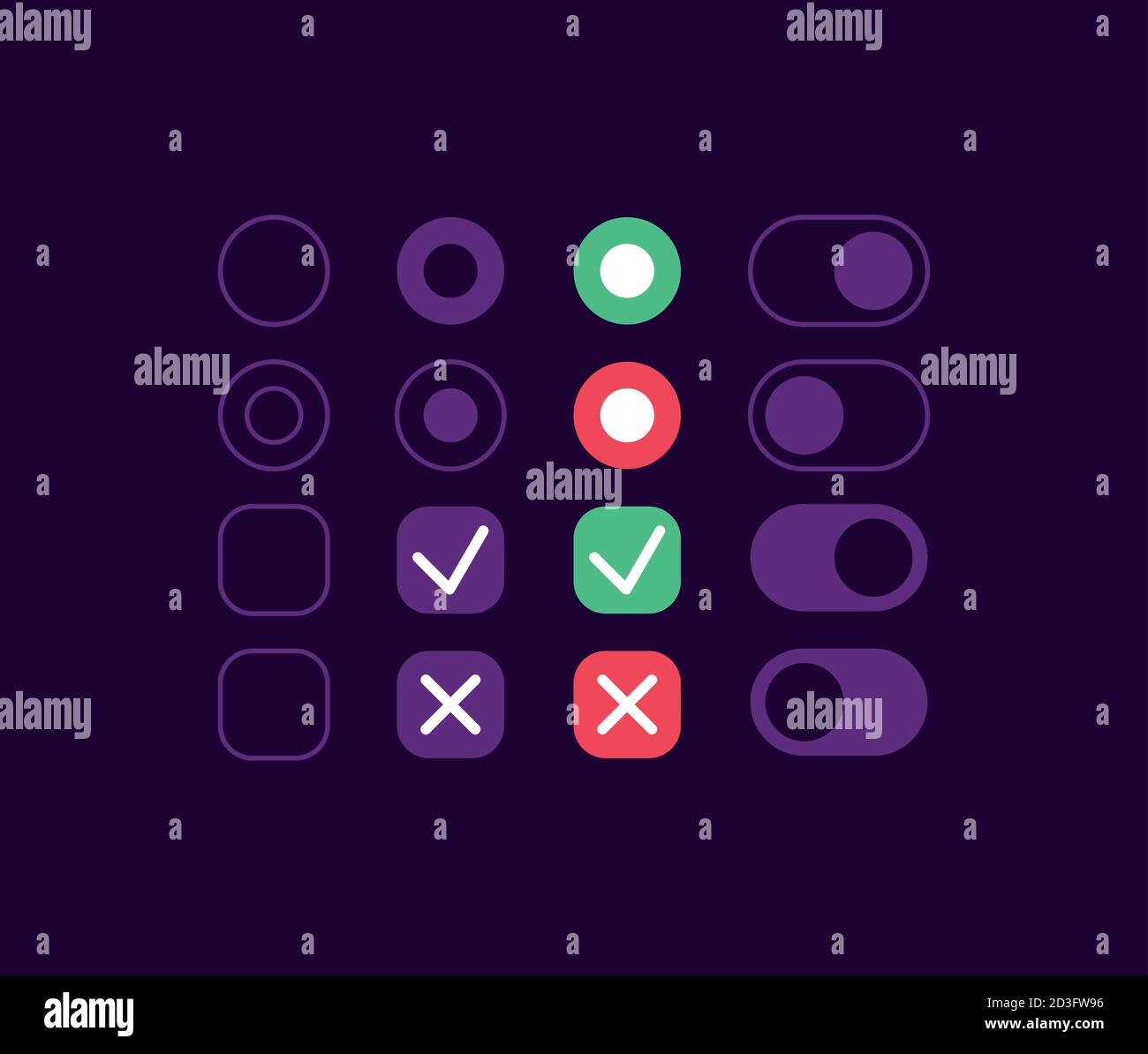Option switches UI elements kit Stock Vector Image & Art - Alamy