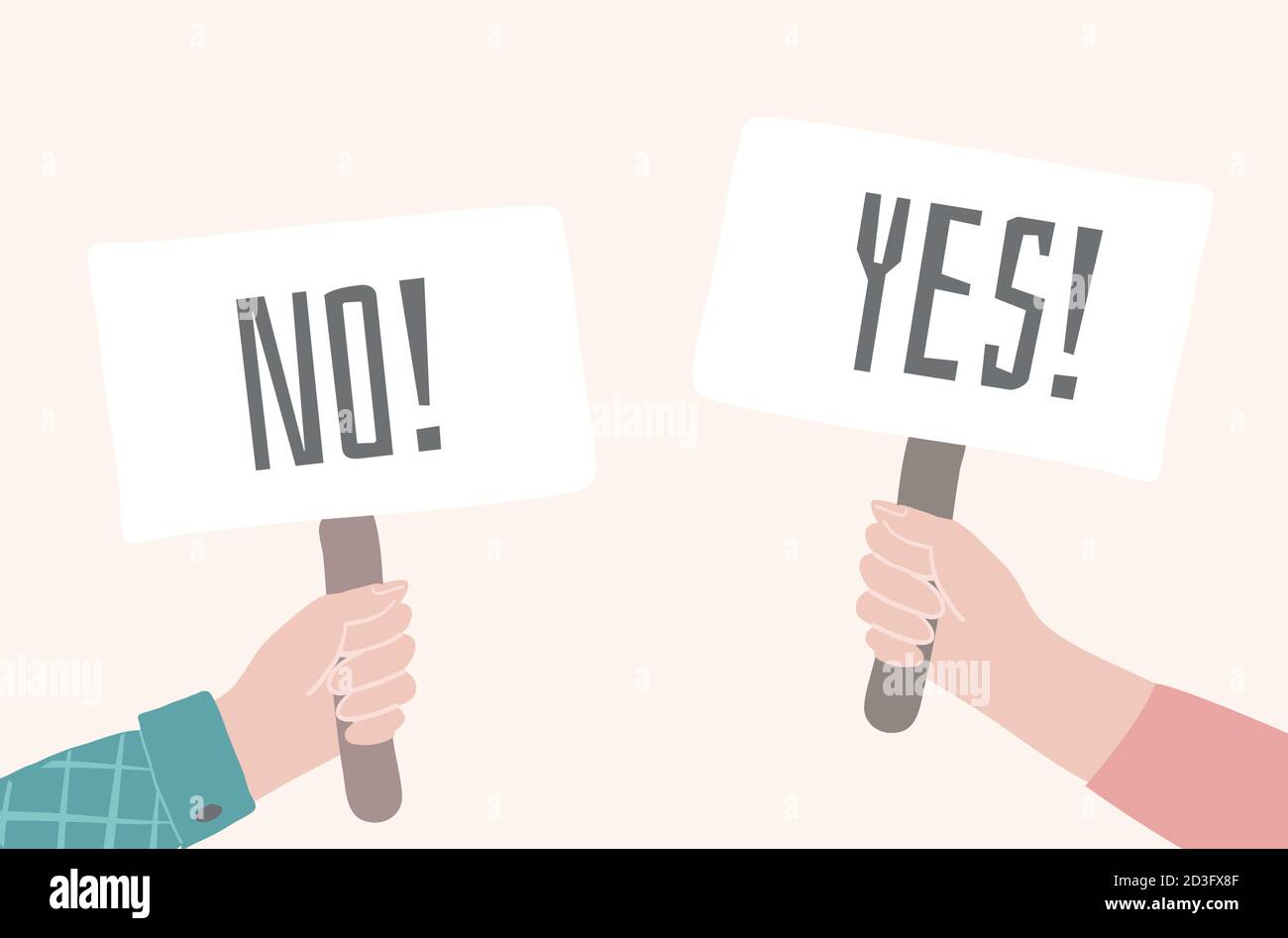 Yes or No placard. Plates in hands Stock Vector Image & Art - Alamy