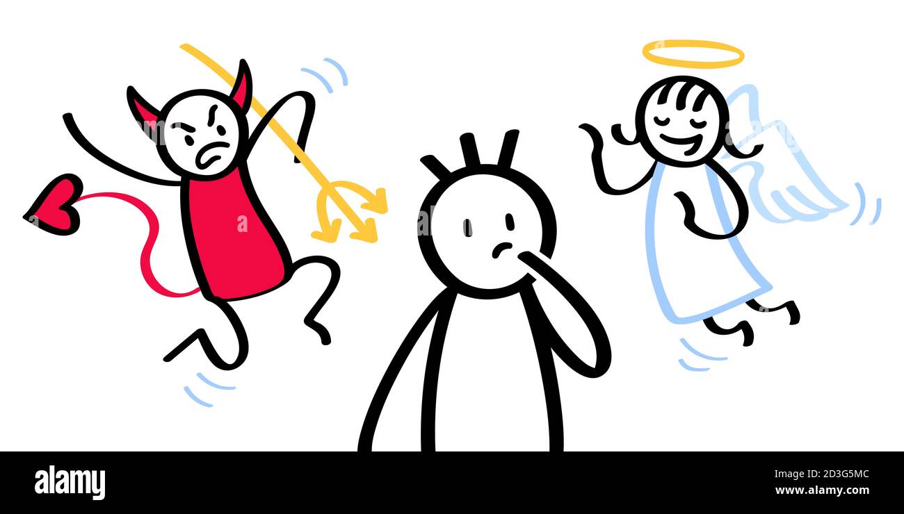 Angel And Devil Cartoon On Shoulder