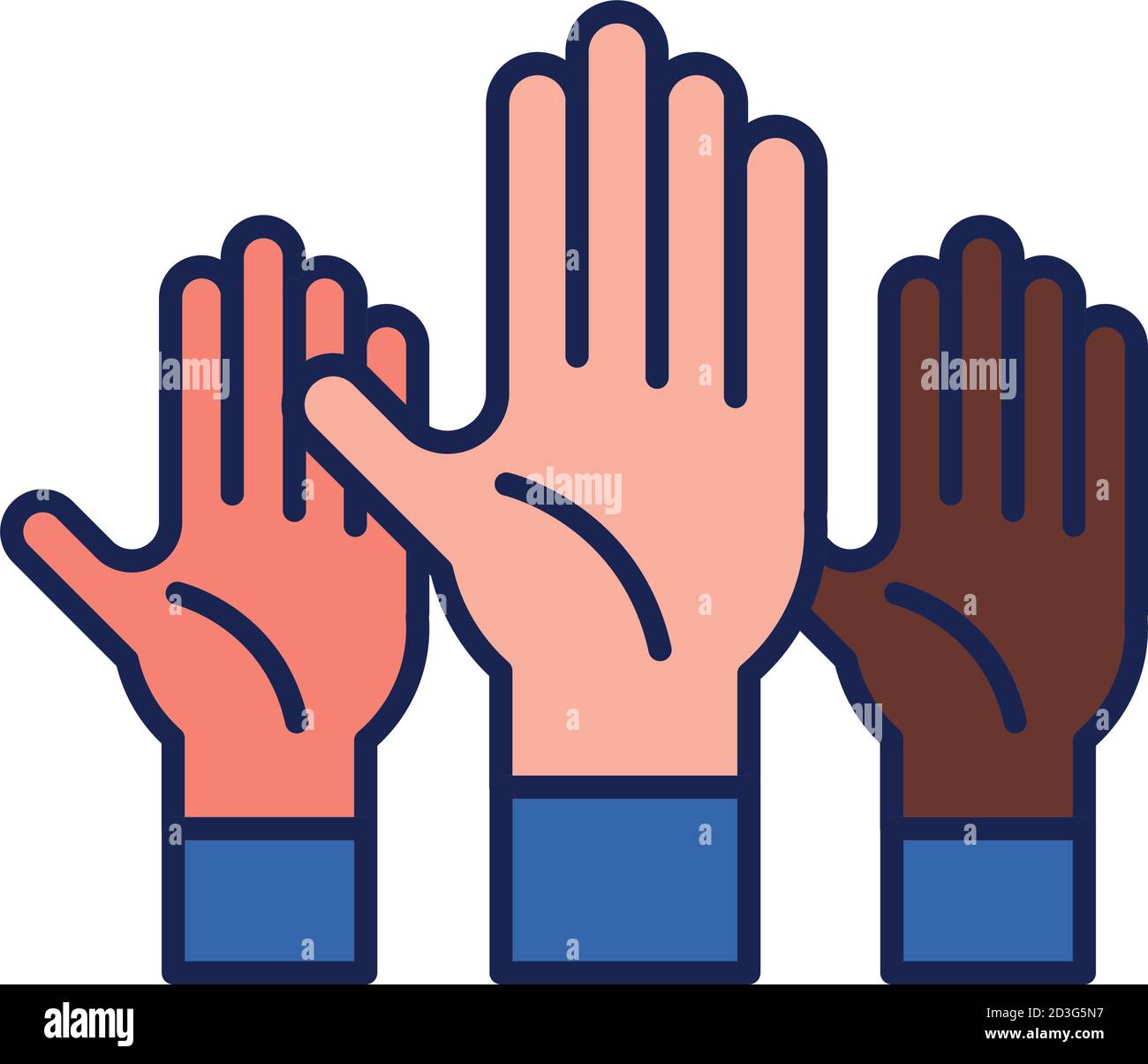 hands up line and fill style icon design of People arm finger person ...