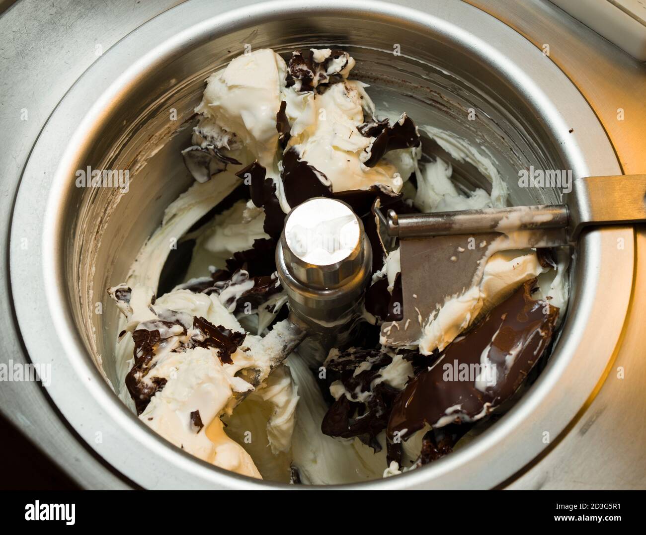 Ice cream preparation with different tools, ingredients, and machines ...