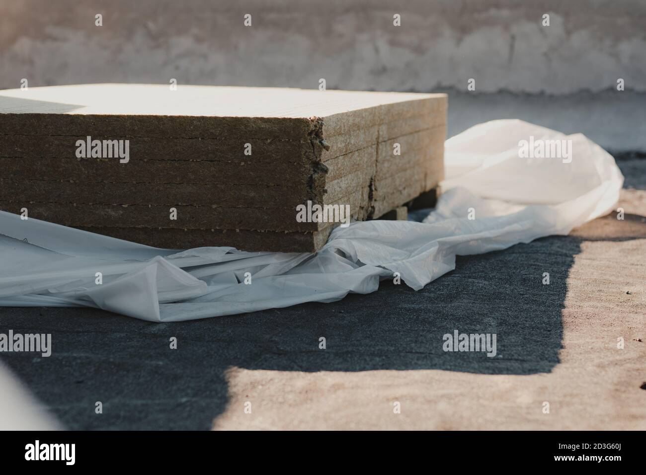 Basalt wool placed on the roof to be covered with membrane Stock Photo ...