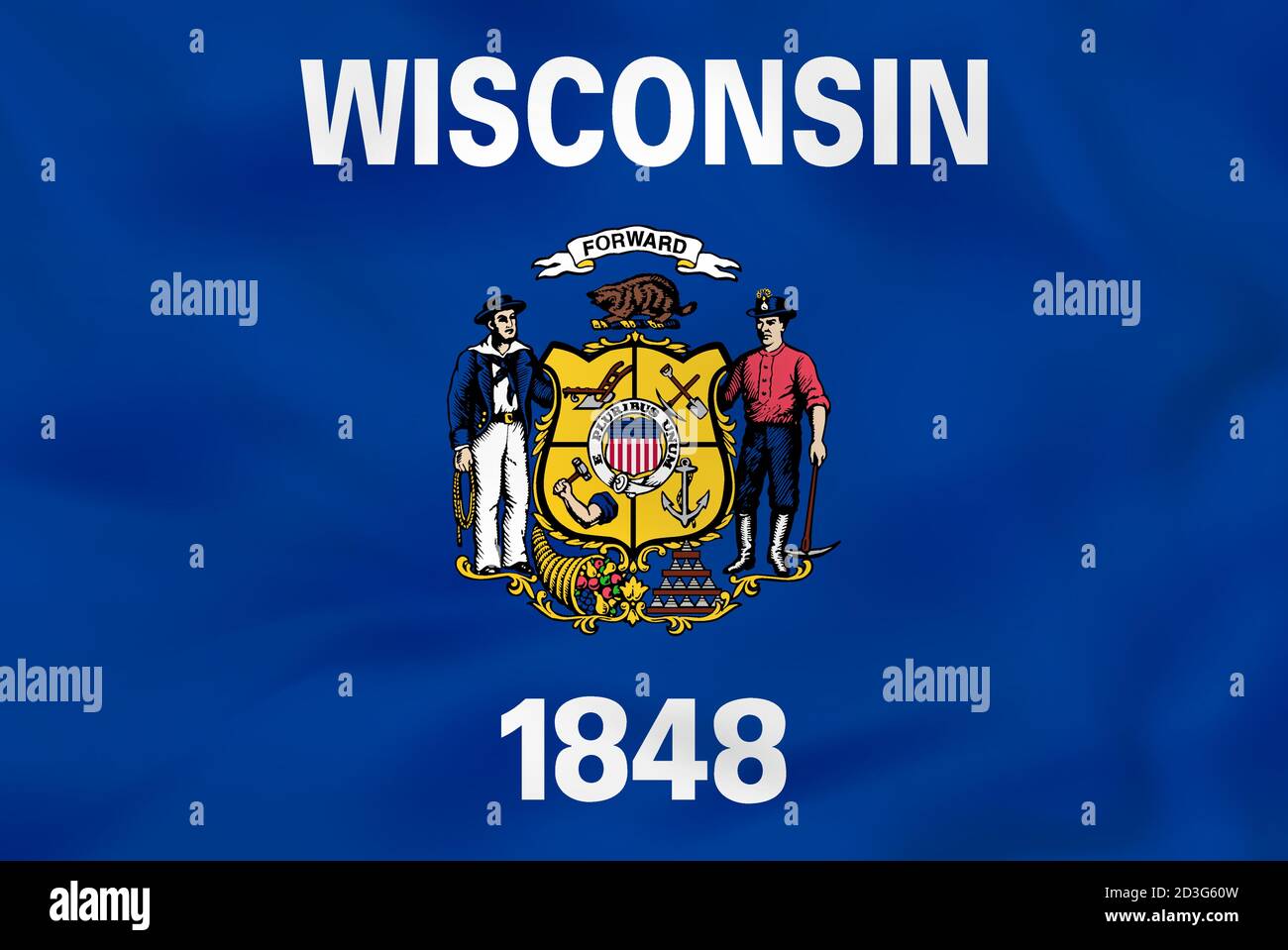 Wisconsin waving flag. Wisconsin state flag background texture.Vector ...