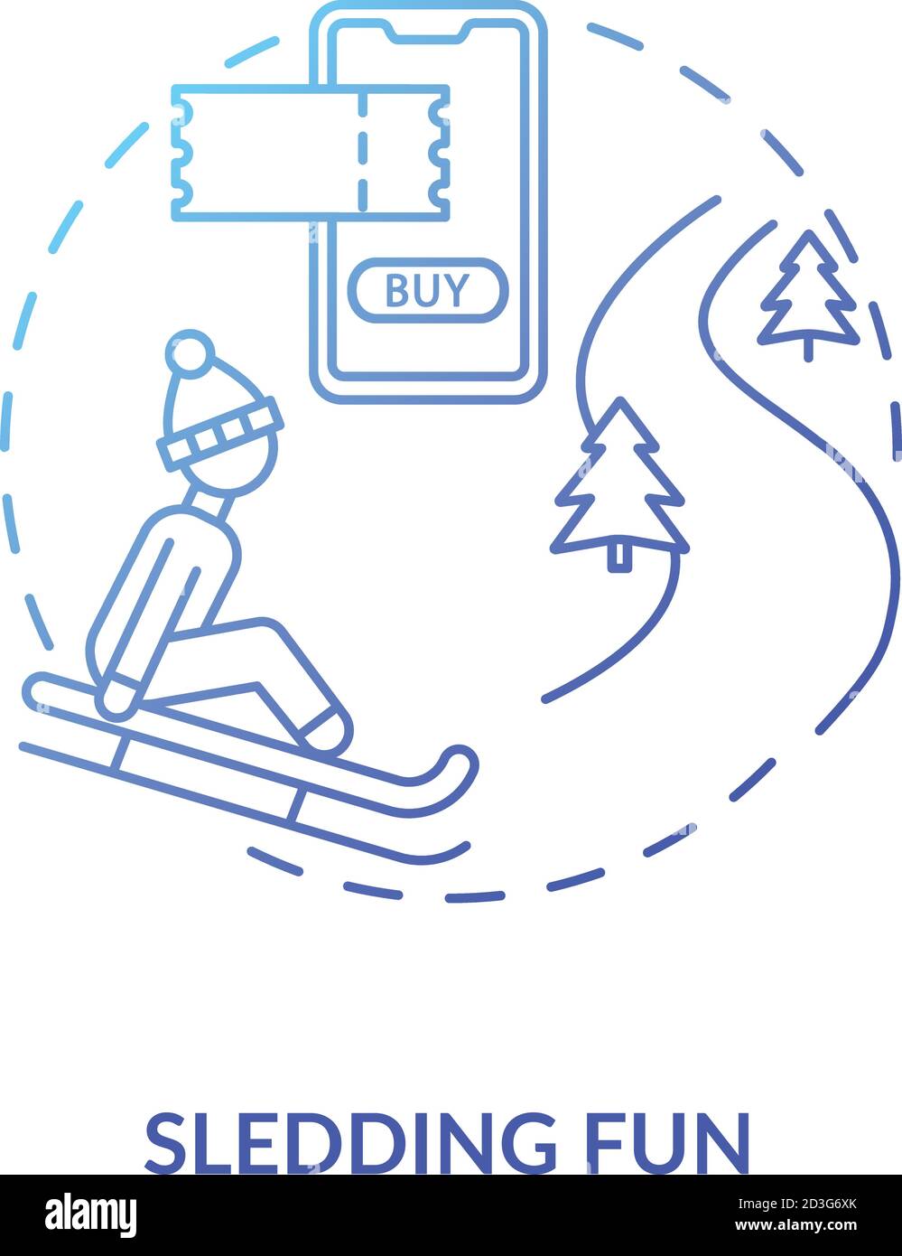 Sledding fun concept icon Stock Vector Image & Art - Alamy
