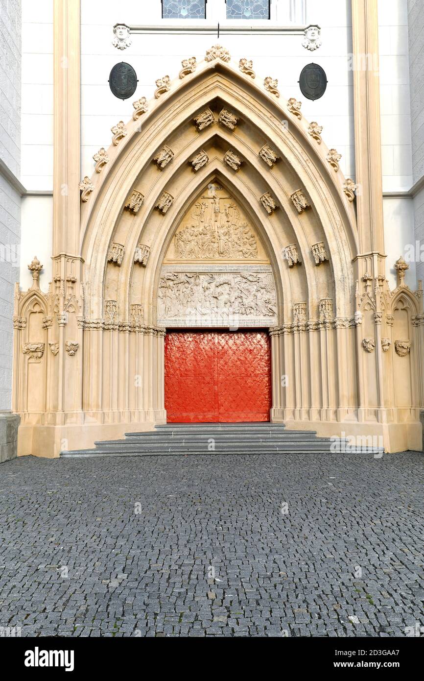 The gothic main portal of the Basilica Mariazell, Austira Stock Photo - Alamy