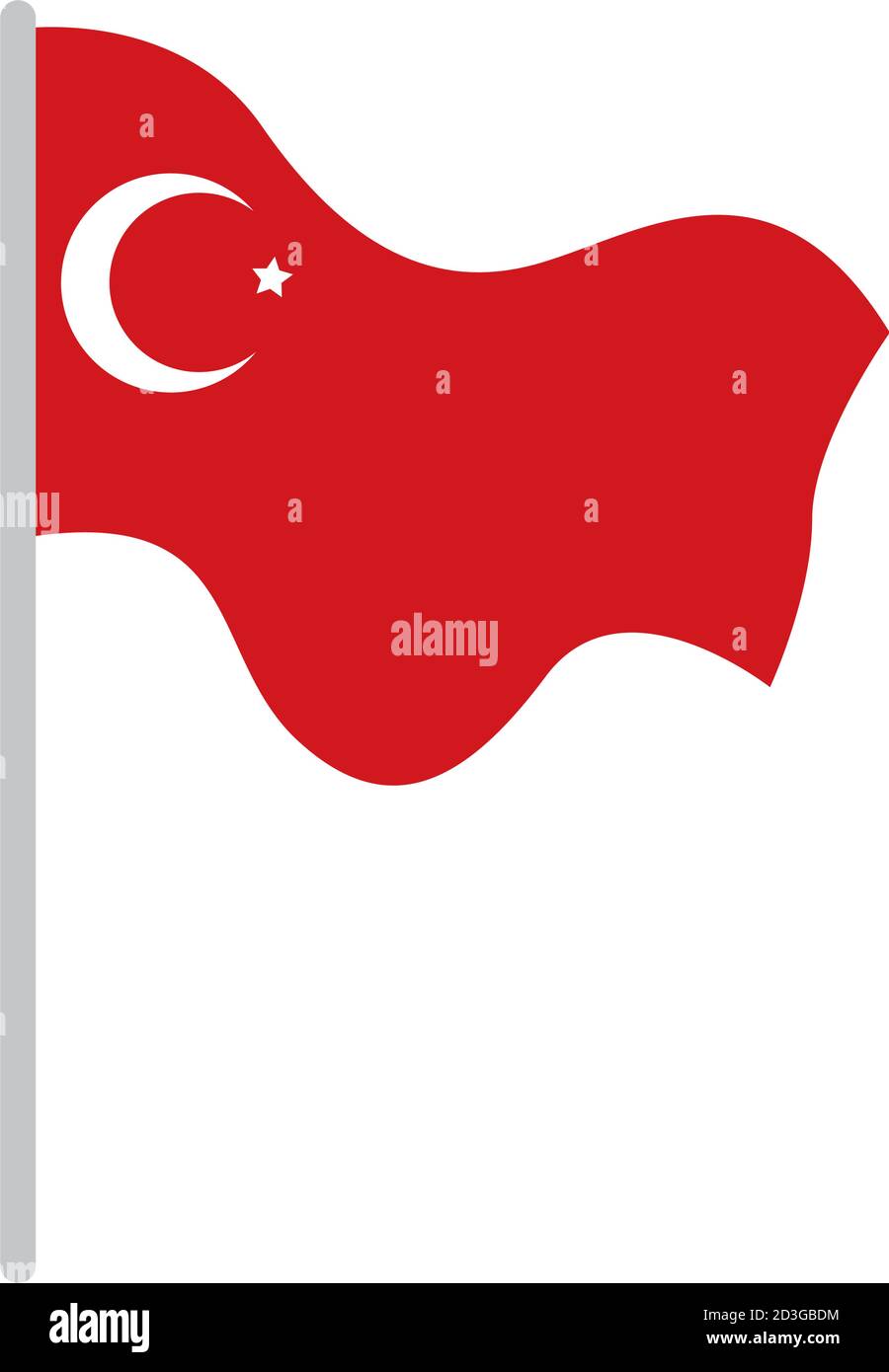 turkey flag in pole isolated icon vector illustration design Stock ...