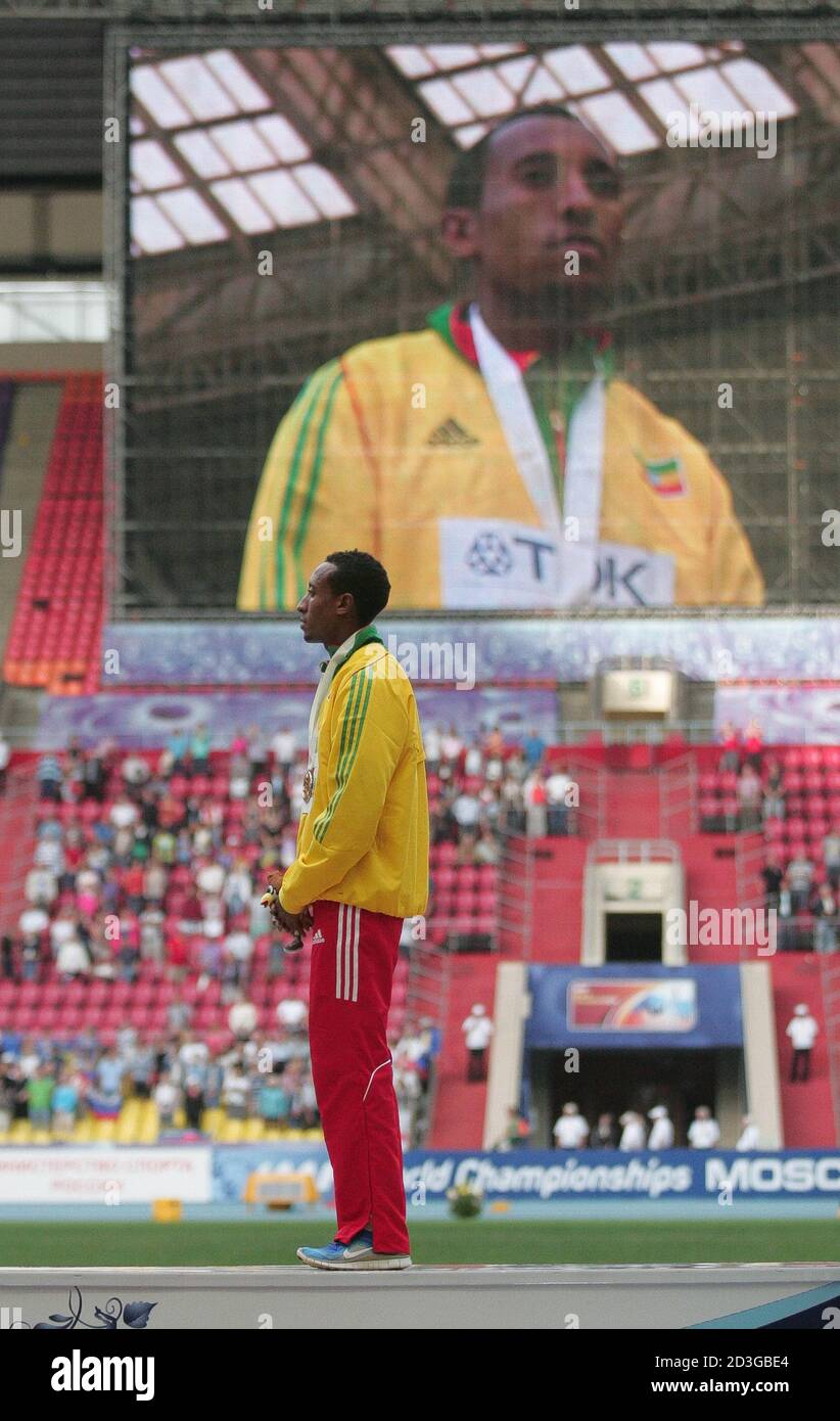 Mohammed Aman of Ethiopie Podium 800 M Men During the Championnat du ...