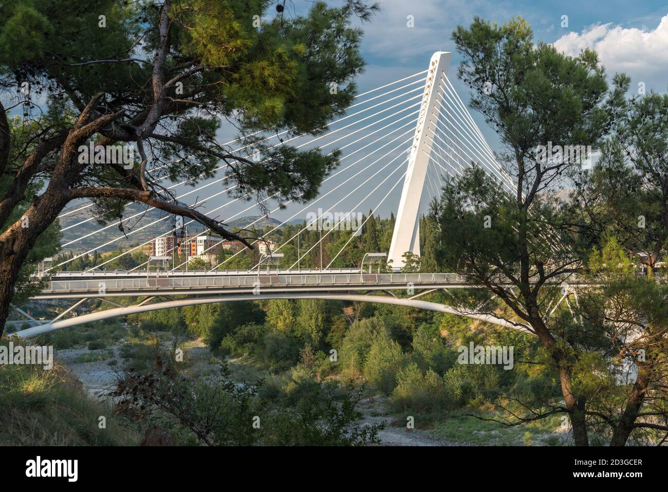 The Millennium bridge spans the Moraca river.Built and opened in 2005 ...