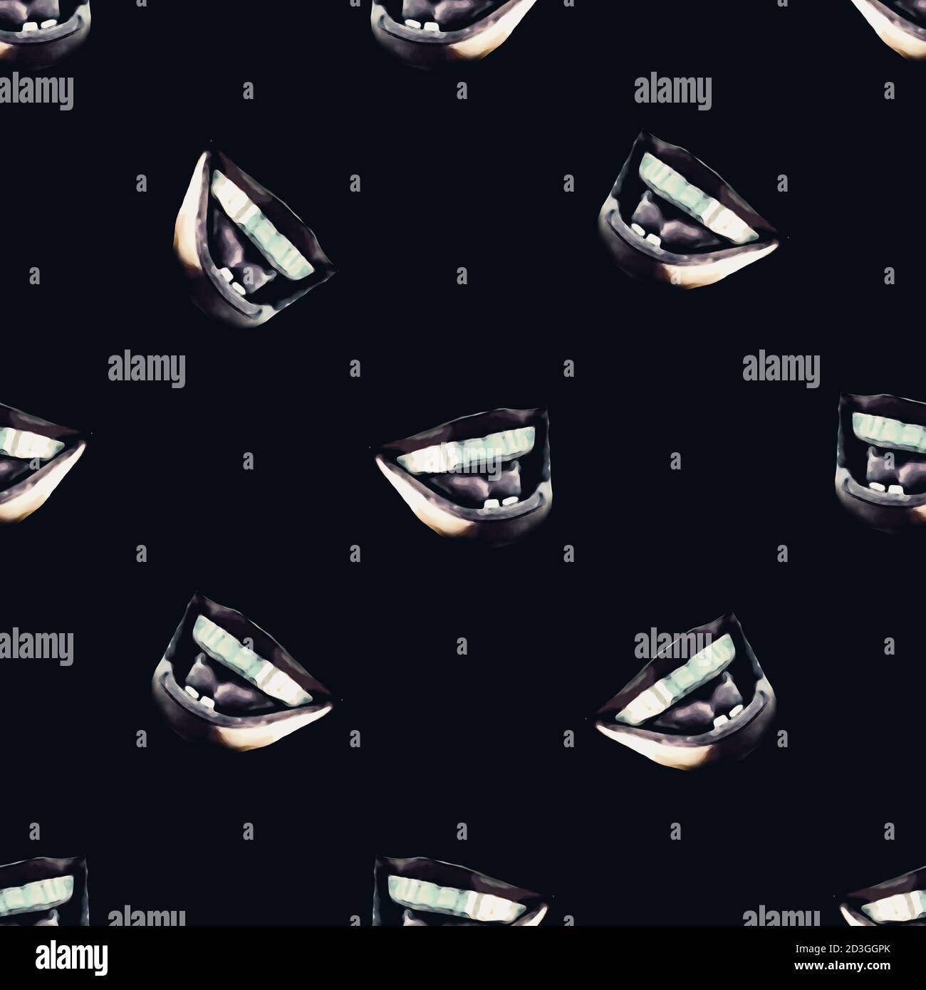 Conversational seamless pattern design mouth laughing motif in dark ...