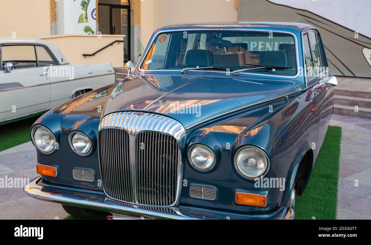 Doha,Qatar: 4 March 2020: 1980 daimler 420 classic car blue Stock Photo ...
