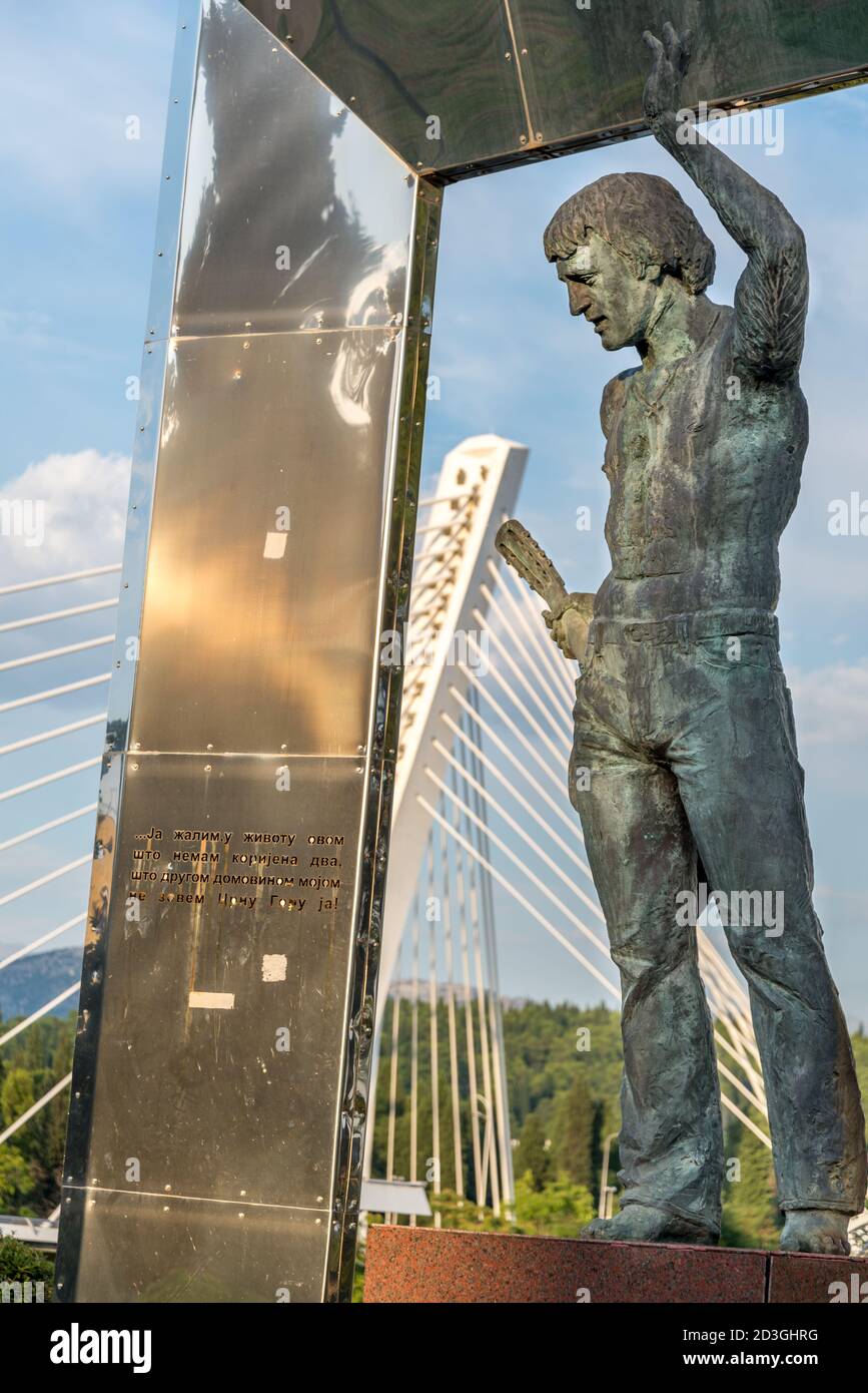 A sculpture of Vladimir Visotsky,a Russian singer songwriter stands ...