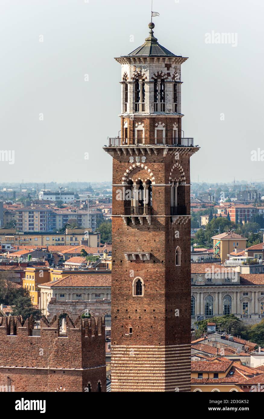 Verona. Closeup of the Torre dei Lamberti, medieval tower (XI century ...