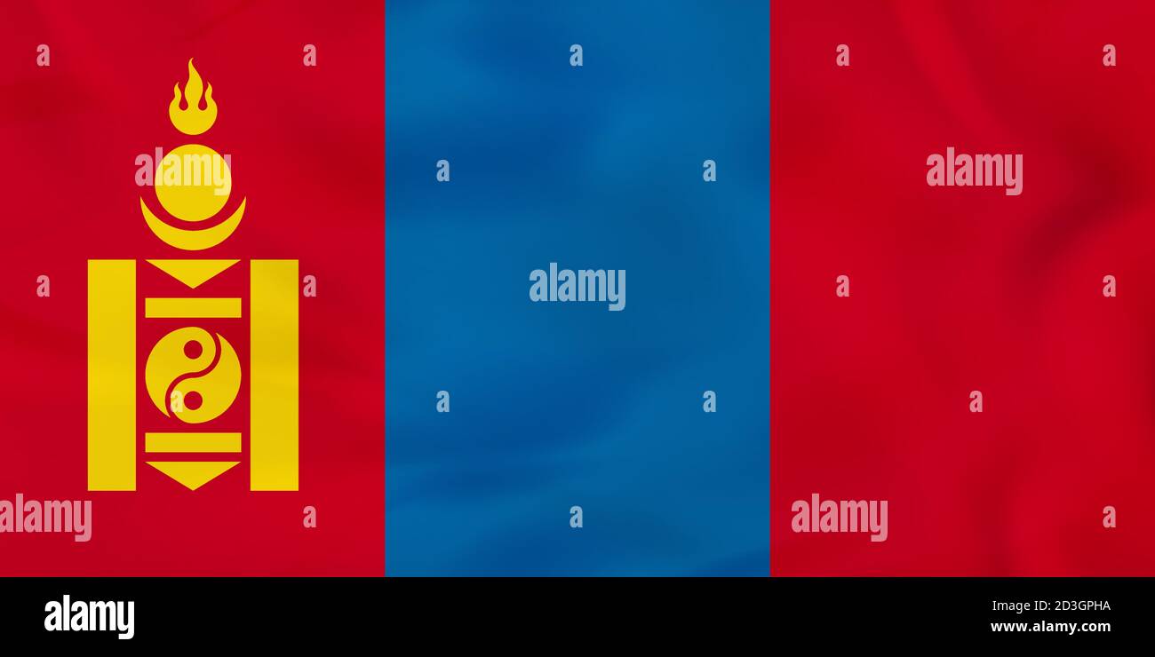 Mongolia waving flag. Mongolia national flag background texture. Vector ...