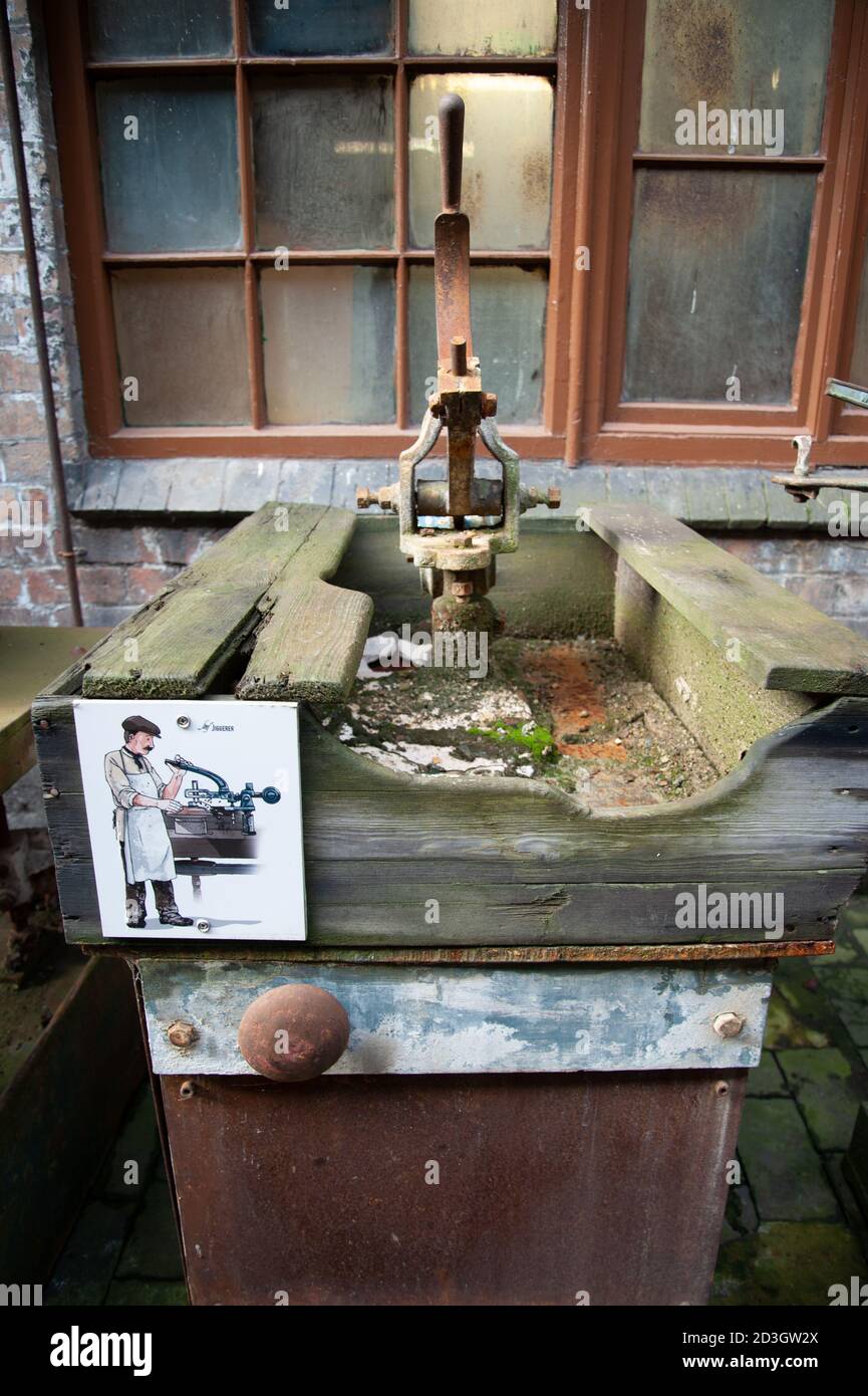Old machinery. Middleport Pottery, Stoke on Trent, England. A restored ...