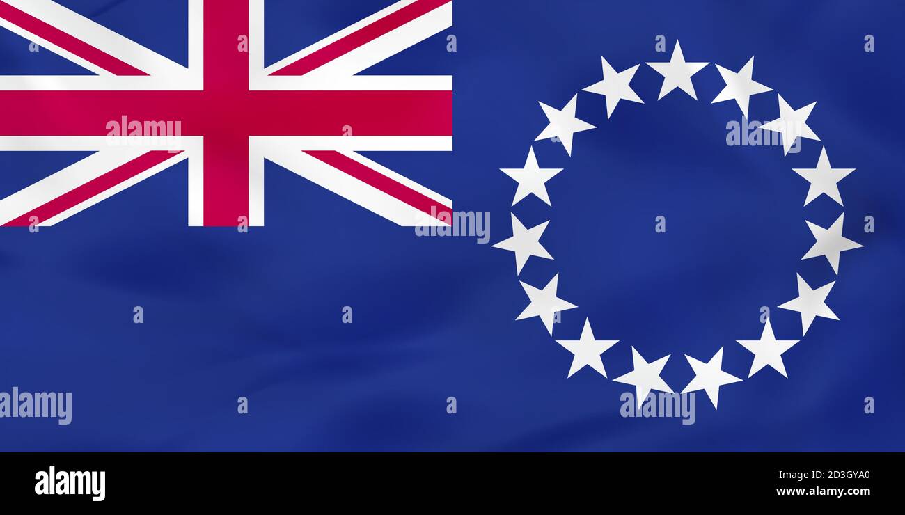 Cook Islands waving flag. Cook Islands national flag background texture ...