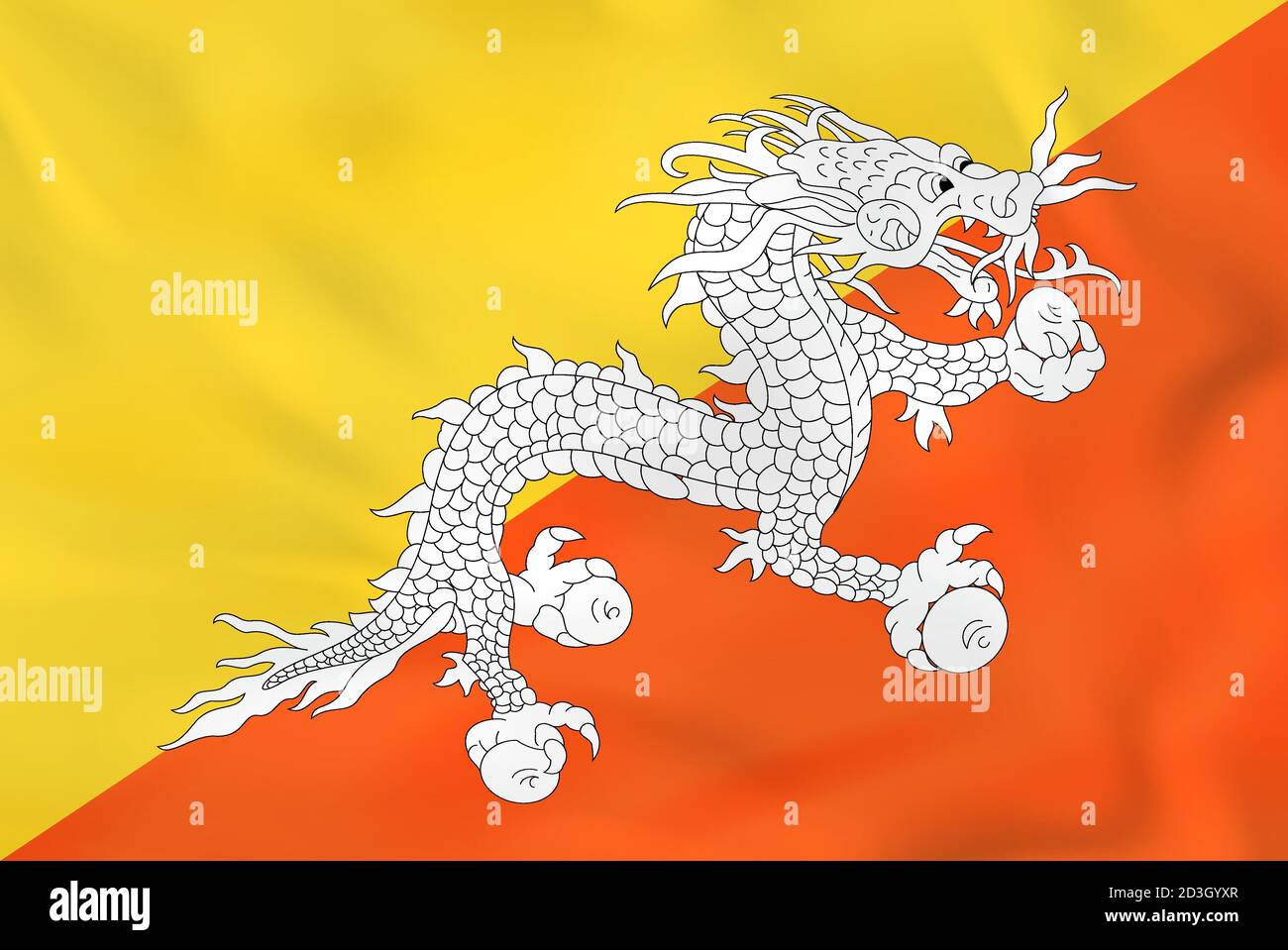 Bhutan waving flag. Bhutan national flag background texture. Vector ...