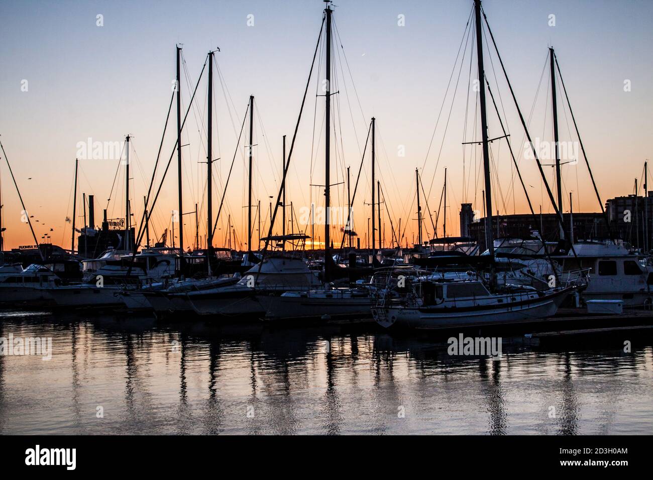 dramatic sunrise images of FellsPoint and Inner Harbor, downtown in ...