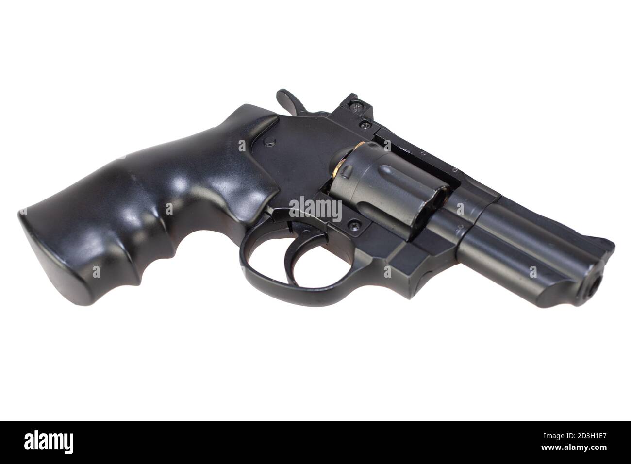 lock and load revolver with ammunition in cylinder isolated on white ...