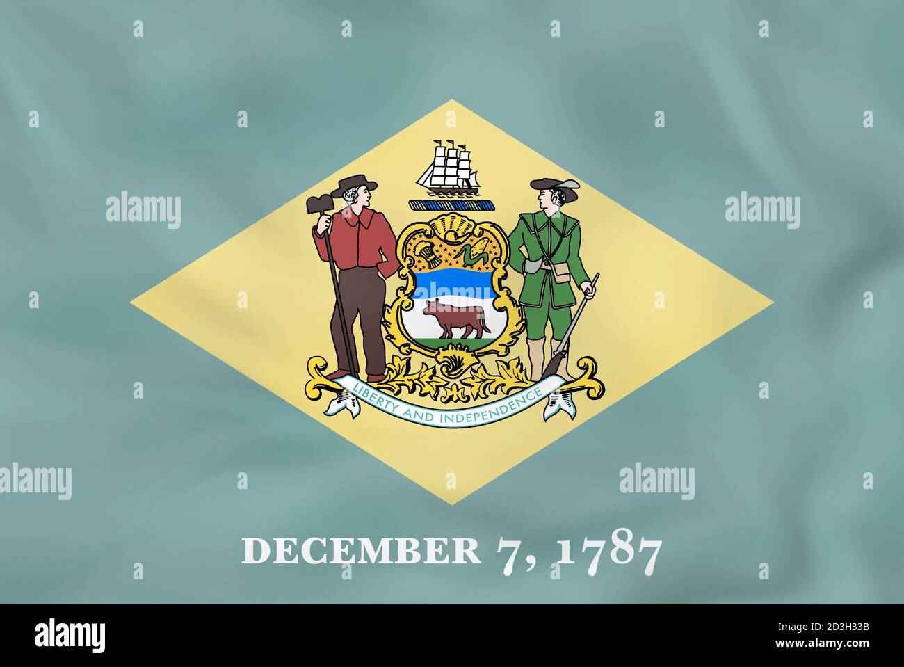 Delaware waving flag. Delaware state flag background texture.Vector ...
