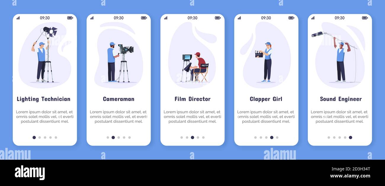 Movie production onboarding mobile app screen vector template Stock ...