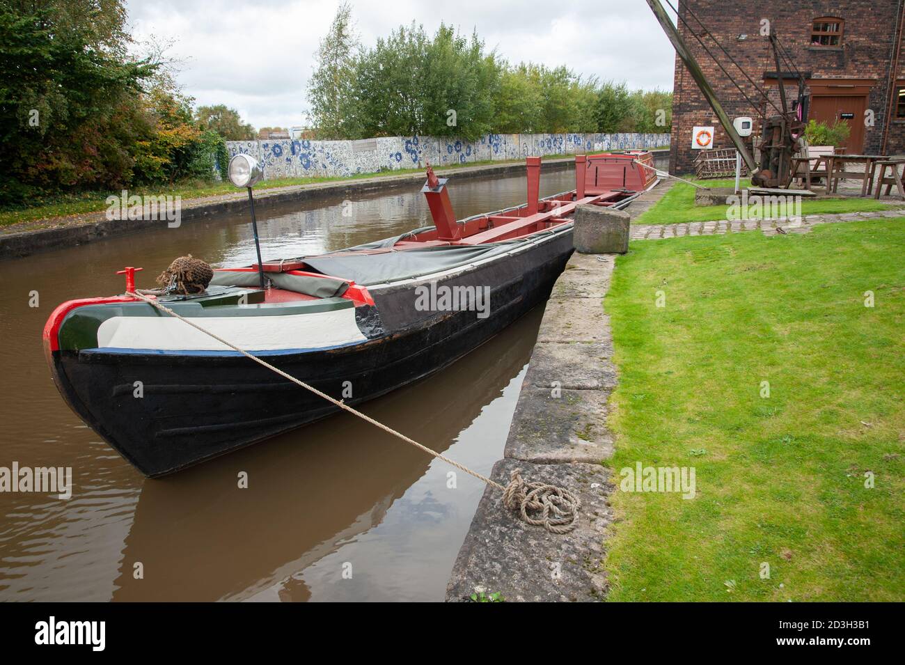 Industrial canal barges, Middleport Pottery, Stoke on Trent, England. A ...