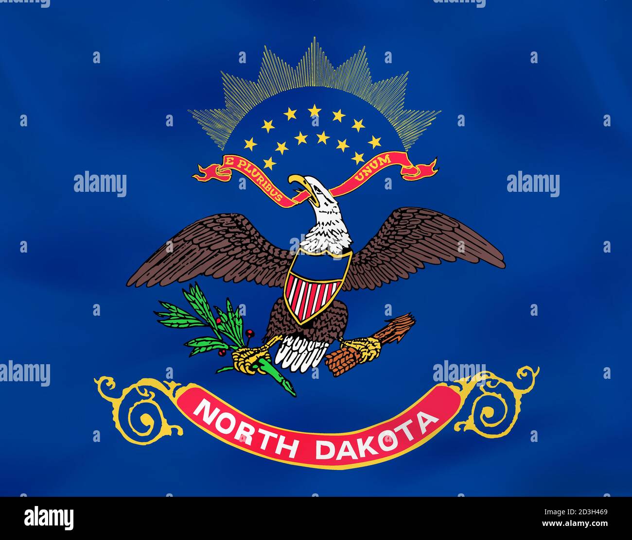 North Dakota waving flag. North Dakota state flag background texture ...