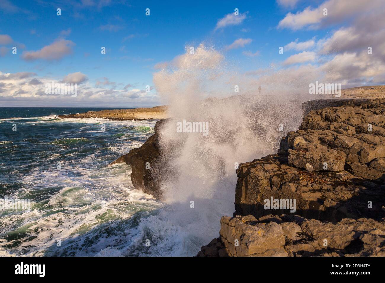 Coast Atlantic Ocean, Ireland- 07 November2015: People on the rocky ...