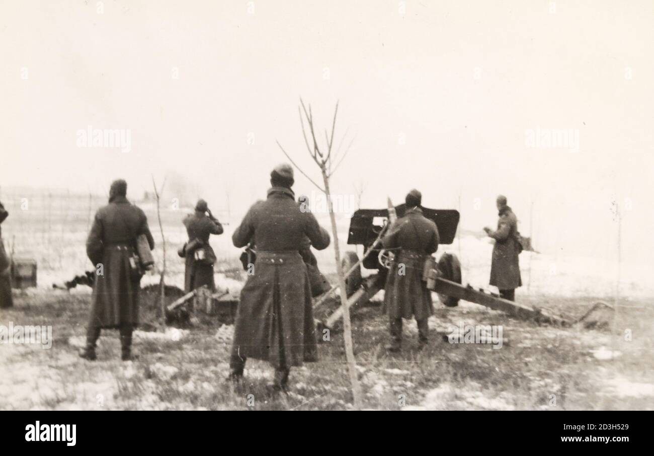 German troops during artillery shelling during the World War II Stock ...