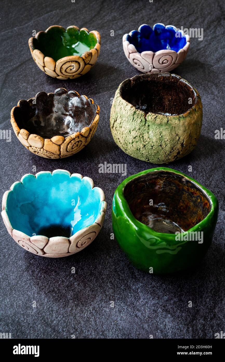 Handmade Assorted Many Different Bright Multicolored Ceramic Bowls and ...