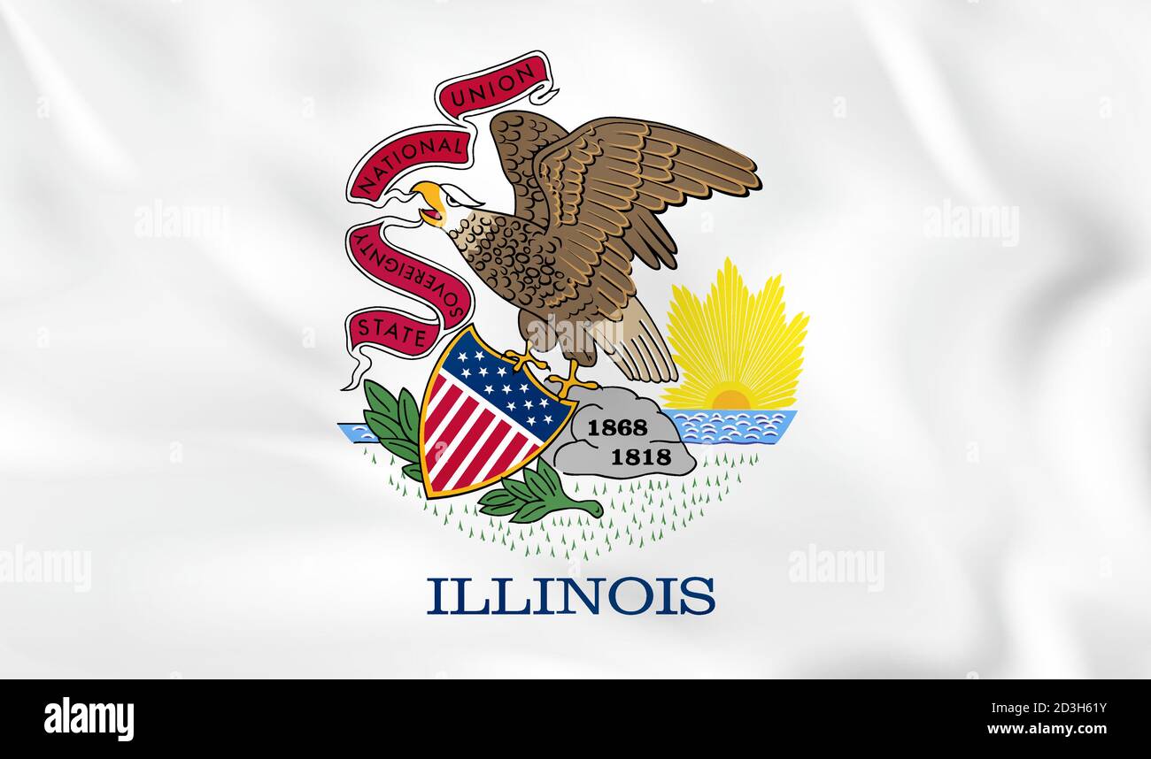 Illinois waving flag. Illinois state flag background texture.Vector ...