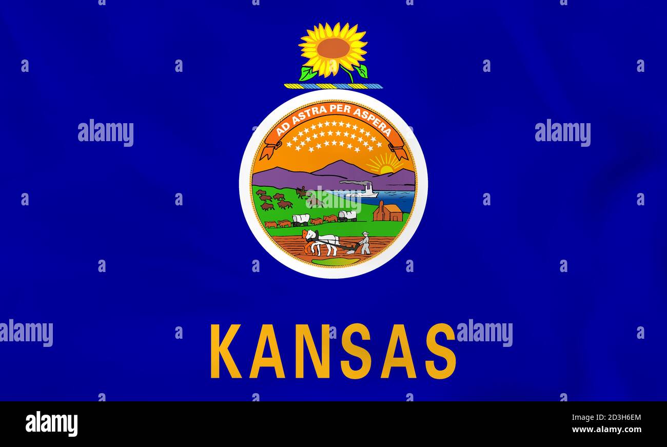 Kansas waving flag. Kansas state flag background texture.Vector ...
