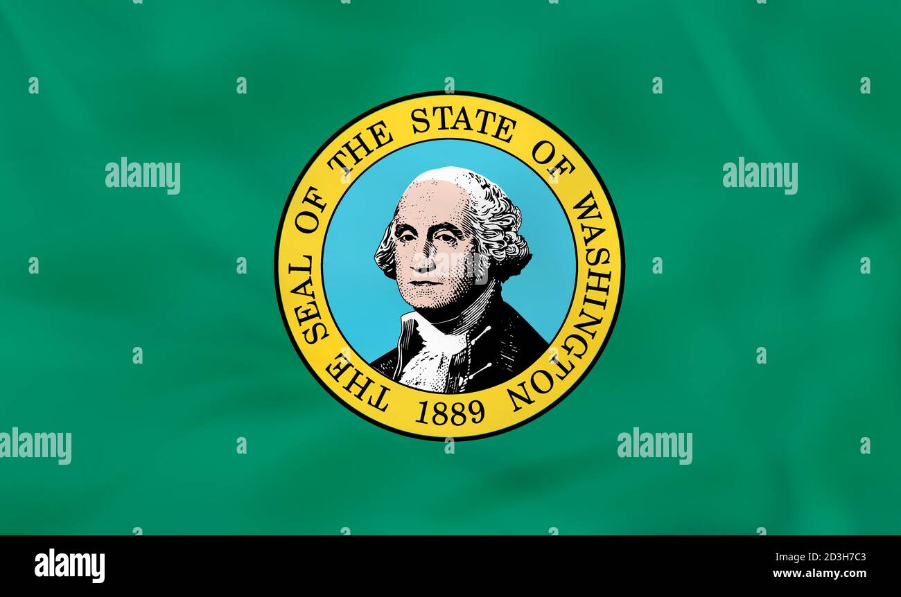 Washington waving flag. Washington state flag background texture.Vector ...