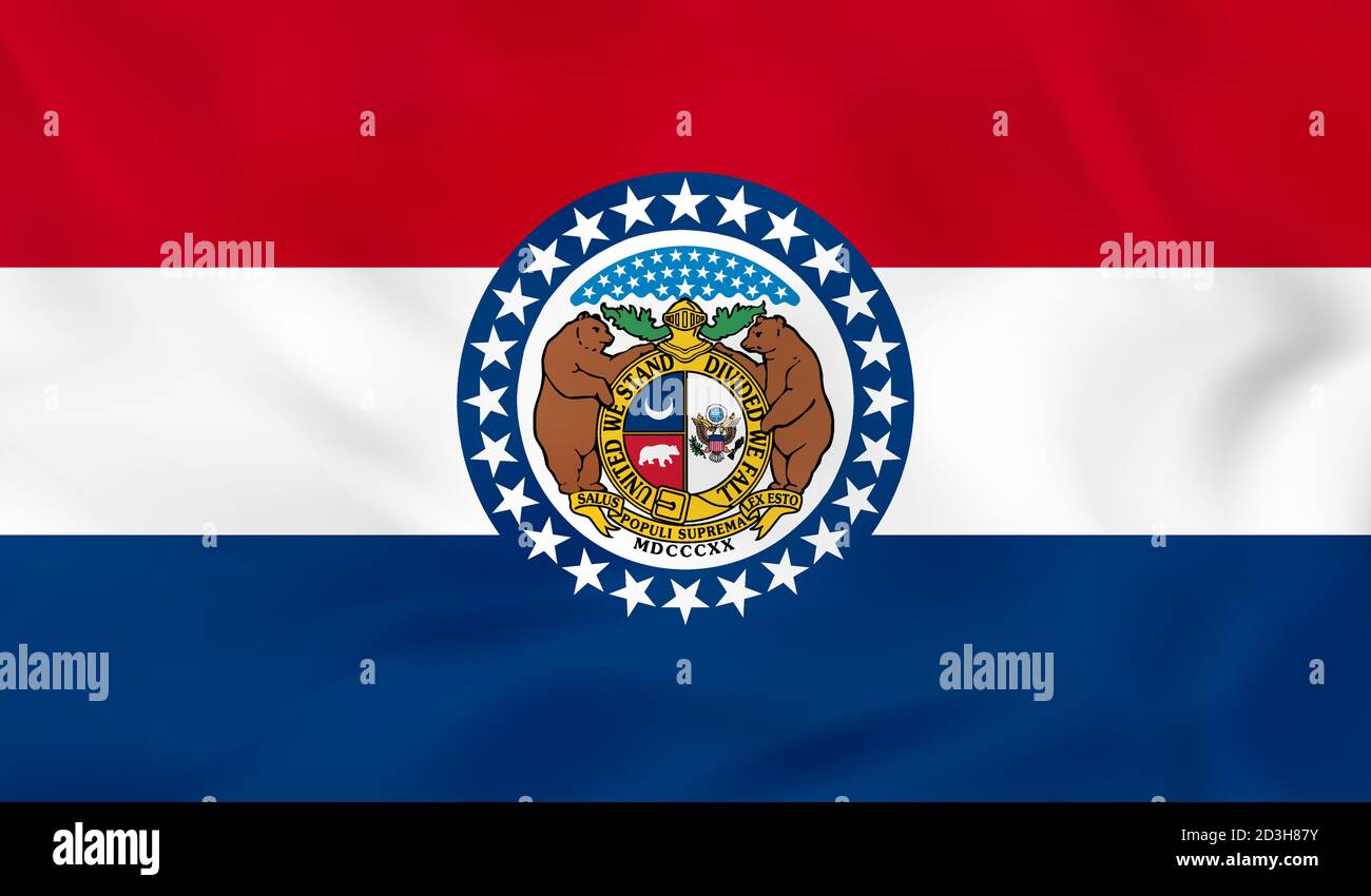 Missouri waving flag. Missouri state flag background texture.Vector ...