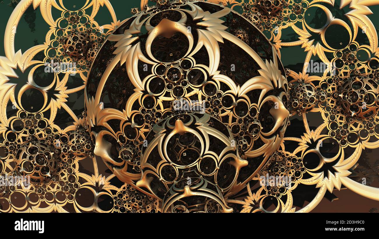 Abstract background, fantastic 3D gold structures Stock Photo - Alamy