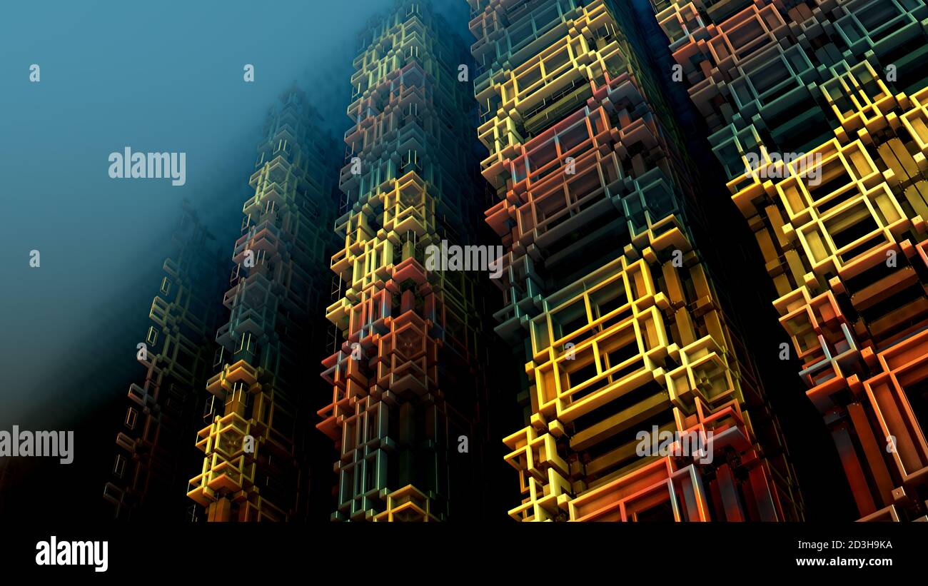 Abstract background 3D, fantastic alien structures, 3d render ...