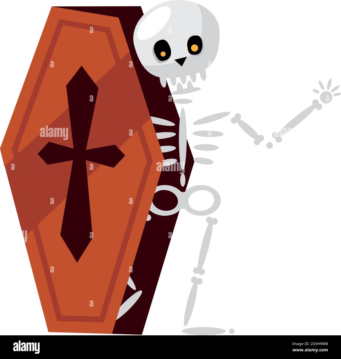 halloween skull cartoon in coffin design, happy holiday and scary theme ...
