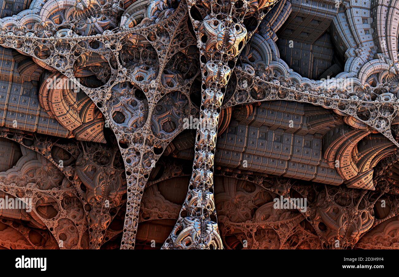 Abstract background, fantastic 3D white structures, fictional ...