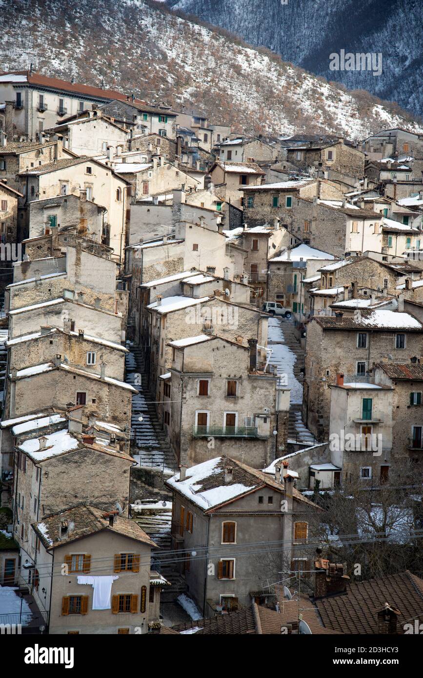The view of the old Scanno village in Abruzzo, Italy Stock Photo - Alamy